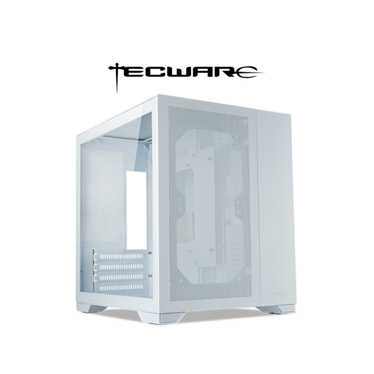 Tecware VXM Mesh Dual Chamber MATX PC Case (White) – Go-Tech MicroBiz
